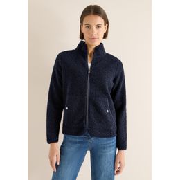 Cecil Damen Cardigan, blau, Gr. XXL, unifarben, Stoff, 100% Polyester, Strickjacken, soft und weich