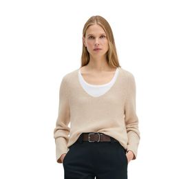 Marc O'Polo MARC O'POLO Damen Strickpullover "aus Organic Cotton-Qualit&auml;t", beige, Gr. L, unifarben, Obermaterial: 100% Baumwolle, Pullover