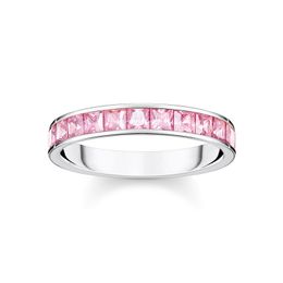 Thomas Sabo Damen Fingerring "Steine Pav&eacute;", 52, Silber 925 (recycelt), 4mm, bunt, Silber 925 (recycelt), Fingerringe, mit Zirkonia (synth.)