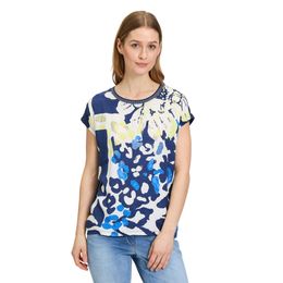 Betty Barclay Damen Kurzarmshirt "Damen mit Aufdruck", blau, Gr. 38, Obermaterial: 95% Viskose, 5% Elasthan, Shirts, Glitzersteine