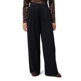 Zero Damen Bundfaltenhose "Damen aus Viskose-Mix 32 Inch"schwarz beauty, Gr. 34, unifarben, Twill, Obermaterial: 65% Polyester, 30% Viskose, 5%