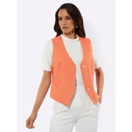 CR&Eacute;ATION L CREATION L Damen Kurzweste, orange, Gr. 48, unifarben, 75% Viskose, 25% Leinen, Westen