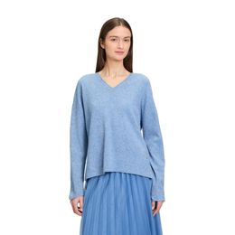 BETTY & CO BETTY & CO Damen Strickpullover "Damen mit V-Ausschnitt", blau, Gr. 42, Strick, Obermaterial: 50% Viskose, 27% Polyamid, 23% Polyester, Pullover