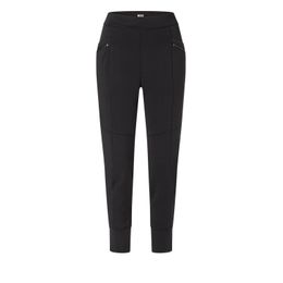 MAC Damen Stoffhose "HARMONY 2.3 zip"schwarz, Gr. 46, unifarben, Jersey, Obermaterial: 92% Polyester, 8% Elasthan, Hosen, Sommerhose mit elastischem
