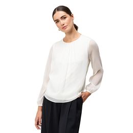 Zero Damen Shirtbluse "Damen mit transparenten &Auml;rmeln"sanftes wei&szlig;, festlich, Gr. 34, durchscheinend, Chiffon, Obermaterial: 100% Polyester, Blusen
