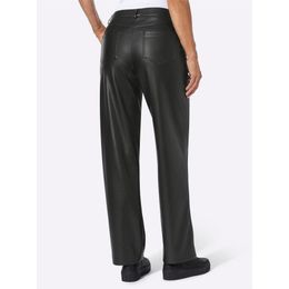 Inspirationen Damen Lederimitathoseschwarz, Gr. 48, unifarben, 100% Polyester, Hosen