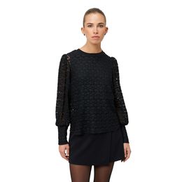 Zero Damen Spitzenbluse "Damen mit Rundhalsausschnitt"schwarz beauty, festlich, Gr. 40, durchscheinend, Spitze, Obermaterial: 55% Polyamid, 35%