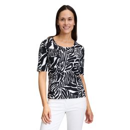 Betty Barclay Damen Kurzarmshirt "Damen mit Rippenstruktur", schwarz, Gr. 40, Jersey, Obermaterial: 95% Baumwolle, 5% Elasthan, Shirts, Druck