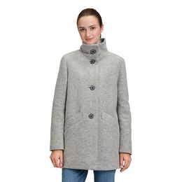 AMBER & JUNE Kurzjacke AMBER & JUNE "Damen mit Stehkragen", Damen, Gr. 36, grau, Obermaterial: 50% Polyester, 47% Wolle, 3% diverse Faserarten; Futter: 100% Polyester, gerade, Jacken Kurzjacke