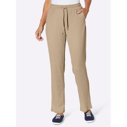 Classic Basics Damen Schlupfhose, beige, Gr. 40, unifarben, 97% Polyester, 3% Elasthan, Hosen