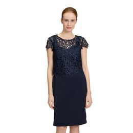 Vera Mont Damen Etuikleid "Damen mit Spitze", blau, Gr. 40, Obermaterial: 95% Polyester, 5% Elasthan; Futter: 100% Polyester, Kleider, Nahtf&uuml;hrung