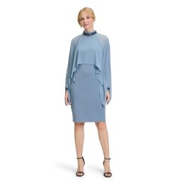 Vera Mont Damen Cocktailkleid "Damen mit Stehkragen", blau, Gr. 42, Obermaterial: 95% Polyester, 5% Elasthan; Futter: 100% Polyester, Kleider,