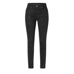 Skinny-fit-Jeans MAC "DREAM SKINNY chain glitter", Damen, Gr. 40, L&auml;nge 34, schwarz, schwarz, Denim/Jeans, Obermaterial: 83% Baumwolle, 15% Polyester, 2% Elasthan, gemustert, skinny fit kn&ouml;chellang, Jeans, mit Glitzersteine Muster
