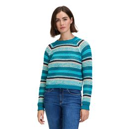 BETTY & CO BETTY & CO Damen Strickpullover "Damen mit Rippb&uuml;ndchen", blau, Gr. 40, Strick, Obermaterial: 60% Baumwolle, 40% Polyacryl, Pullover, Struktur