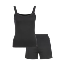 BOSS Damen Pyjama "UNITE_SHORT SET 1", Gr. M, schwarz, Feinripp, Obermaterial: 62% Modal, 33% Baumwolle, 5% Elasthan, unifarben, Basic,
