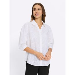 Lady Damen Hemdbluse, wei&szlig;, Gr. 38, unifarben, 100% Baumwolle, Blusen