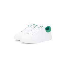 Tommy Hilfiger Damen Plateausneaker "CASUAL CUPSOLE SNEAKER", Gr. 40wei&szlig;, gr&uuml;n, Leder, Schuhe