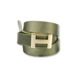 Silbergift Damen Koppelg&uuml;rtel "Koppelg&uuml;rtel mit goldener Designschlie&szlig;e", gr&uuml;n, Gr. 80, Rindsleder, G&uuml;rtel