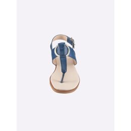 Heine Damen Zehentrenner, Gr. 38blau, Glattleder, Leder, Rindsleder, Schuhe