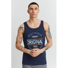 Blend Herren Tanktop "BHAlvarez"marineblaus, Gr. L, bedruckt, Web, 100% Baumwolle, Tops, Lässiges Tanktop mit Rundhalssauschnitt