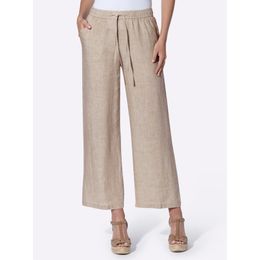Heine Damen Leinenhose, beige, Gr. 44, unifarben, 100% Leinen, Hosen