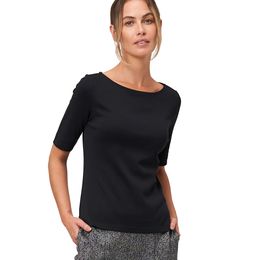 Zero Damen Kurzarmshirt "Damen mit U-Boot Ausschnitt", schwarz, Gr. 36, unifarben, Jersey, Obermaterial: 95% Baumwolle, 5% Elasthan, Shirts,