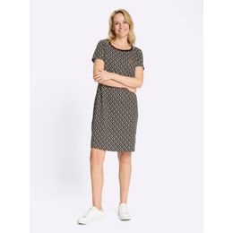 Classic Basics Damen Shirtkleid "Jersey-Kleid"beige, schwarz, bedruckt, Gr. 42, gemustert, mehrfarbig, Jersey, 100% Baumwolle, Kleider