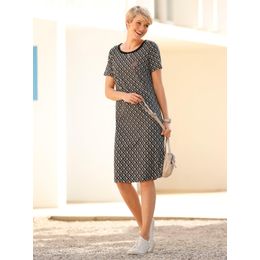 Classic Basics Damen Shirtkleid "Jersey-Kleid"beige, schwarz, bedruckt, Gr. 44, gemustert, mehrfarbig, Jersey, 100% Baumwolle, Kleider