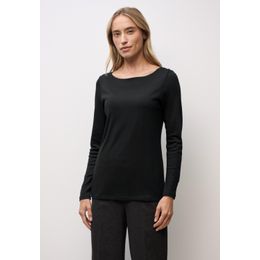 Street One Damen Langarmshirtschwarz, Gr. 42, unifarben, Web, 50% Baumwolle, 50% Modal, Shirts, in Unifarbe