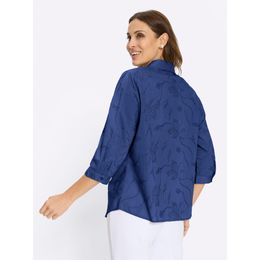 Lady Damen Hemdbluse, blau, Gr. 40, unifarben, 100% Baumwolle, Blusen