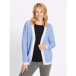 Classic Basics Damen Strickjackehimmelblau, ecru, gemustert, Gr. 48, gemustert, mehrfarbig, 100% Baumwolle, Strickjacken