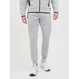 Jack & Jones JACK & JONES Herren Sweathose "JPSTWILL FUSION SWEAT PANTS NOOS", grau, Gr. L, meliert, Web, Obermaterial: 58% Polyester, 42% Baumwolle, Hosen