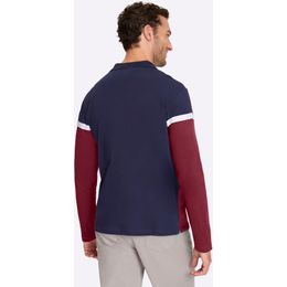 Catamaran Herren Langarmshirt "Langarm-Poloshirt", rot, Gr. 64, gemustert, gestreift, mehrfarbig, 100% Baumwolle, Shirts