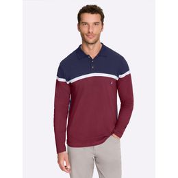 Catamaran Herren Langarmshirt "Langarm-Poloshirt", rot, Gr. 60, gemustert, gestreift, mehrfarbig, 100% Baumwolle, Shirts