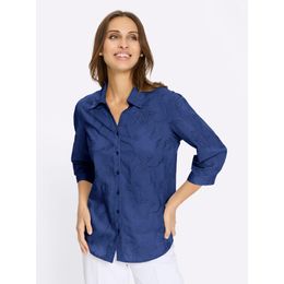 Lady Damen Hemdbluse, blau, Gr. 36, unifarben, 100% Baumwolle, Blusen