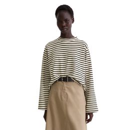 Marc O'Polo MARC O'POLO Damen Langarmshirt "aus garngef&auml;rbtem Heavy-Slub-Jersey"dunkelblau, Basic, Gr. XXS, gestreift, Obermaterial: 100% Baumwolle, Shirts