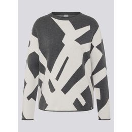 Rabe Damen Strickpullovergranit, Gr. 38, gemustert, Strick, Obermaterial: 50% Polyester, 30% Viskose, 20% Polyamid, Pullover, mit grafischem Muster