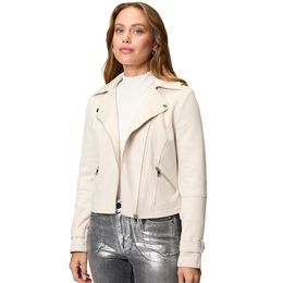 Zero Damen Bikerjacke "Damen in Veloursleder-Optik", beige, Gr. 40, unifarben, Web, Obermaterial: 95% Polyester, 5% Elasthan, Jacken