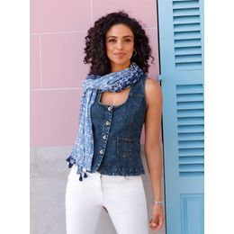 Damen Jeansweste, blau, Gr. 50, unifarben, 99% Baumwolle, 1% Elasthan, Westen