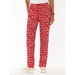 Classic Basics Damen Schlupfhose, rot, Gr. 56, gebl&uuml;mt, gemustert, 100% Polyester, Hosen