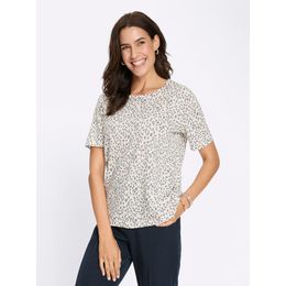 Inspirationen Damen Print-Shirt "Print-Shirt", beige, Gr. 40, bedruckt, gemustert, mehrfarbig, 50% Baumwolle, 50% Modal, Shirts