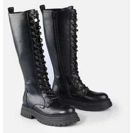 Buffalo Damen Schnürstiefel "LENNOX LACE UP HI", Gr. 38schwarz, Lederimitat, Schuhe, Langschaftstiefel, Festival-Stiefel, Plateaustiefel mit Memory