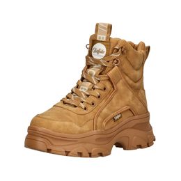 Schn&uuml;rstiefelette Buffalo "Buffalo Stiefelette Lederimitat", Damen, Gr. 39, cognac, Lederimitat, Schuhe Schn&uuml;rstiefelette