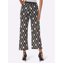 CR&Eacute;ATION L CREATION L Damen Webhose, schwarz-wei&szlig;, Gr. 36, gebl&uuml;mt, gemustert, 100% Polyester, Hosen
