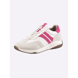 Heine Damen Sneaker, Gr. 40wei&szlig;, pink, Glattleder, Leder, Rindsleder, Veloursleder, Schuhe