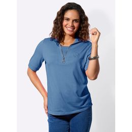 Casual Looks Damen Poloshirt "Poloshirt", blau, Gr. 40, unifarben, 50% Baumwolle, 50% Modal, Shirts