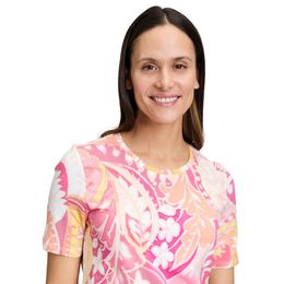 Kurzarmshirt Betty Barclay "Damen mit Print", Damen, Gr. 38, gelb (ros&eacute;, gelb), Jersey, Obermaterial: 95% Baumwolle, 5% Elasthan, tailliert normal, Rundhals, Shirts, Druck