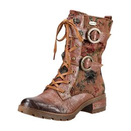 Laura Vita Damen Schn&uuml;rstiefel "Laura Vita Stiefel Leder/Textil", Gr. 37camel, Leder, Textil, Schuhe