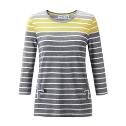 Casual Looks Damen 3/4-Arm-Shirt "Shirt", grau, Gr. 46, gemustert, gestreift, mehrfarbig, 55% Baumwolle, 45% Polyester, Shirts