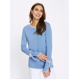 Lady Damen Strickpullover "Rundhals-Pullover", blau, Gr. 48, unifarben, 55% Baumwolle, 45% Viskose, Pullover